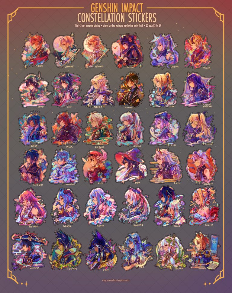 Genshin Impact Constellation Stickers 36 Pcs Genshin Star